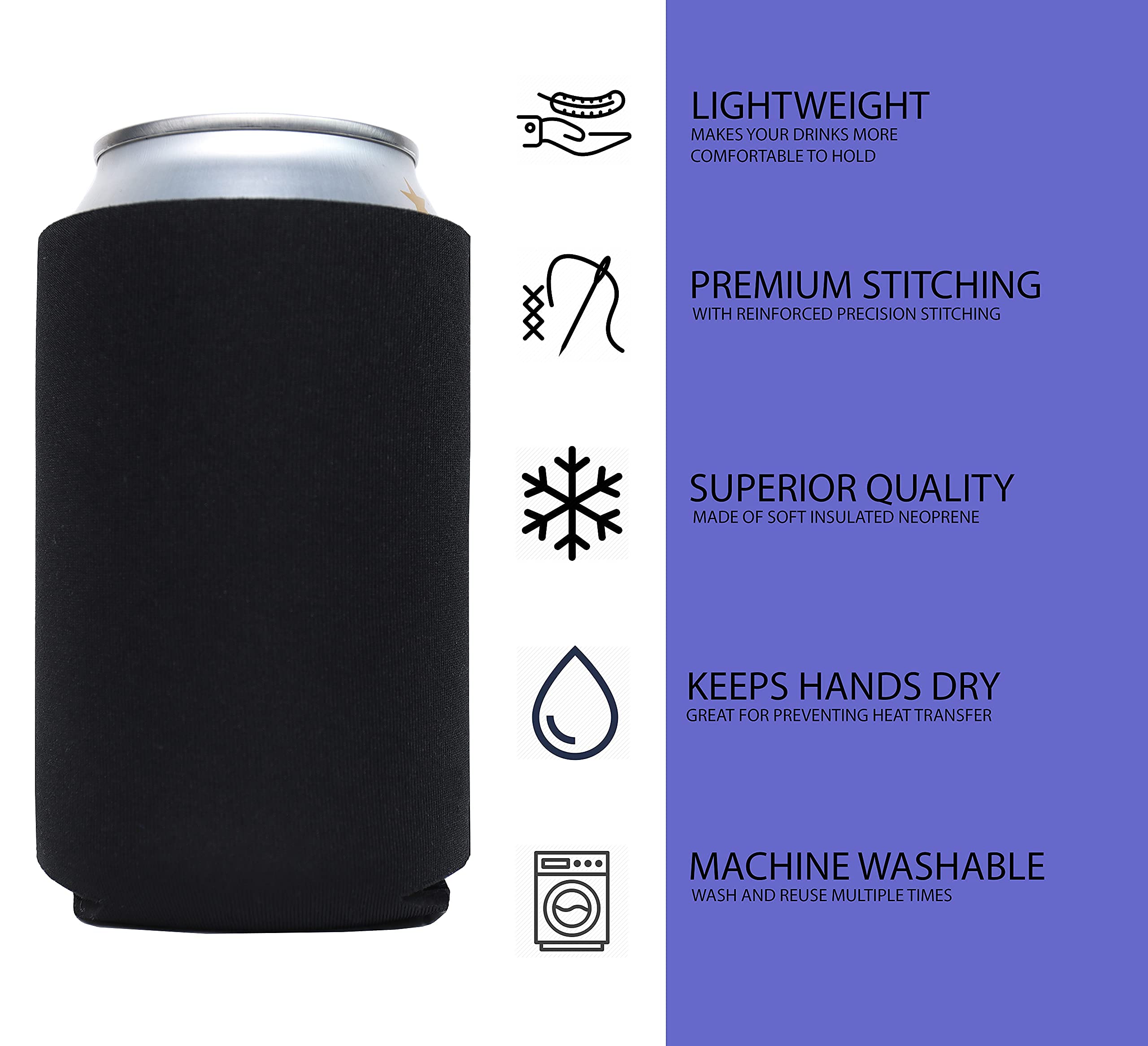 12 Pack Neoprene Can Cooler Sleeves for Standard Size Soda and Beer Cans - Perfect for HTV, Sublimation - Blank Can Coolies β Anti-Slip & Easily identify your Can β Fits 12oz & 16oz Cans - Multi-color