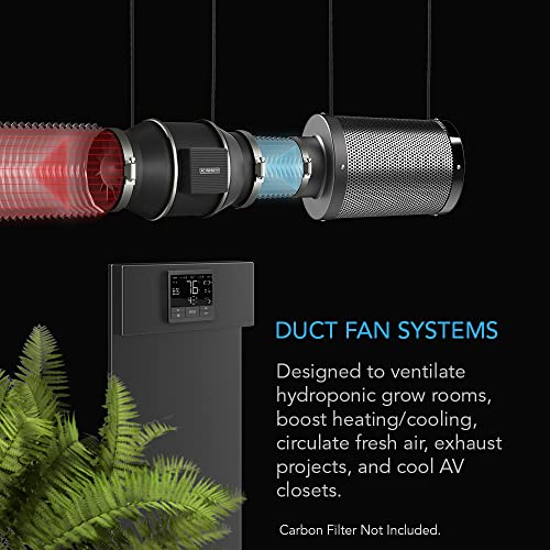 AC Infinity CLOUDLINE T6, Quiet 6β Inline Duct Fan with Temperature Humidity Controller, Bluetooth App - Ventilation Exhaust Fan for Heating Cooling Booster, Grow Tents, Hydroponics