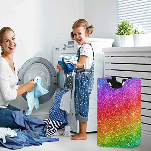 CaTaKu Tie Dye Laundry Hamper, Rainbow Laundry Basket Box Big Storage Waterproof Easy Carry for Family Dormitory Laundry Room, 12.6 x 11 x 22.7 Inches