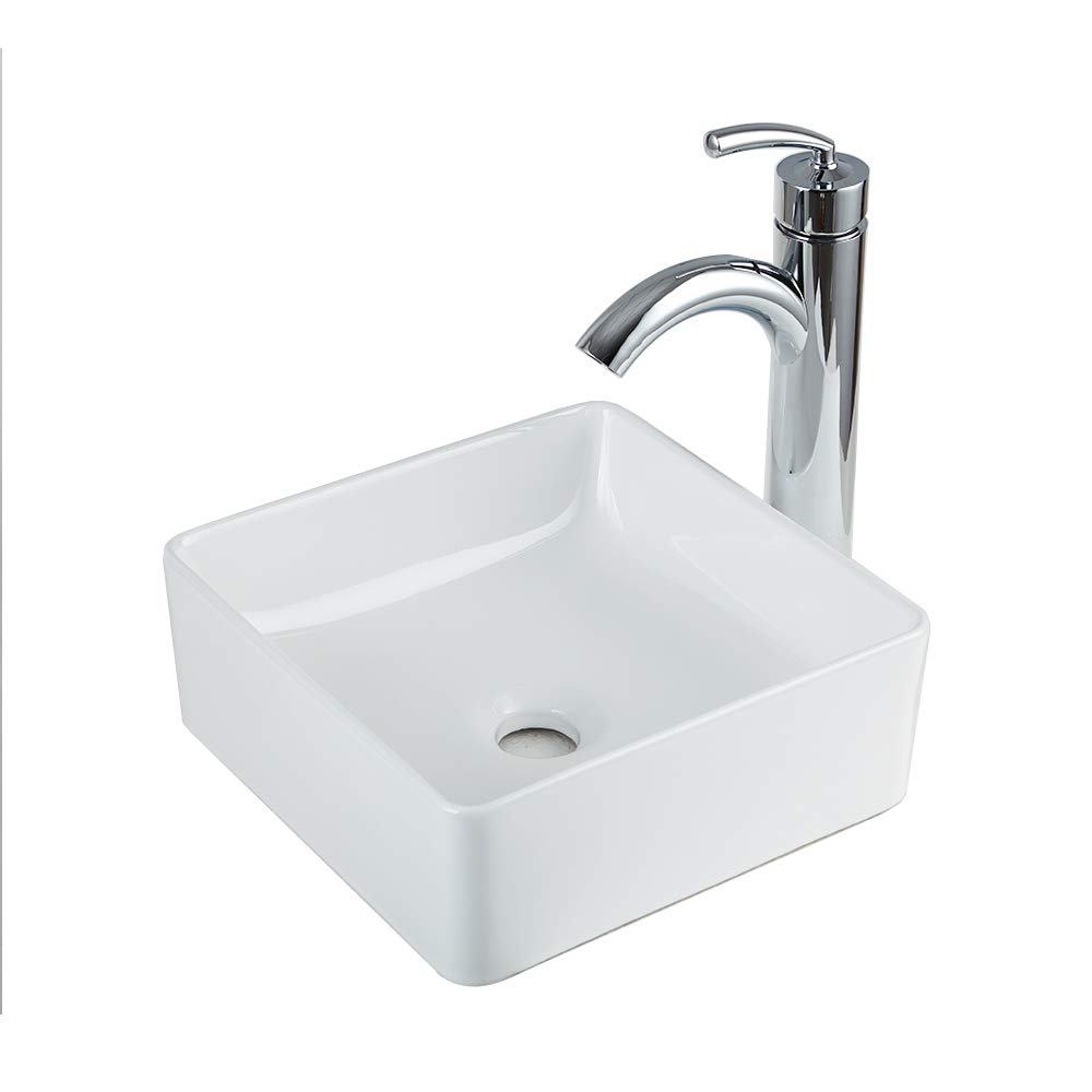AWESON Square Vessel Sink 11.8 inch x 11.8 inch, Above Counter Vessel Sink, Small Bathroom Sink Square, Ceramic