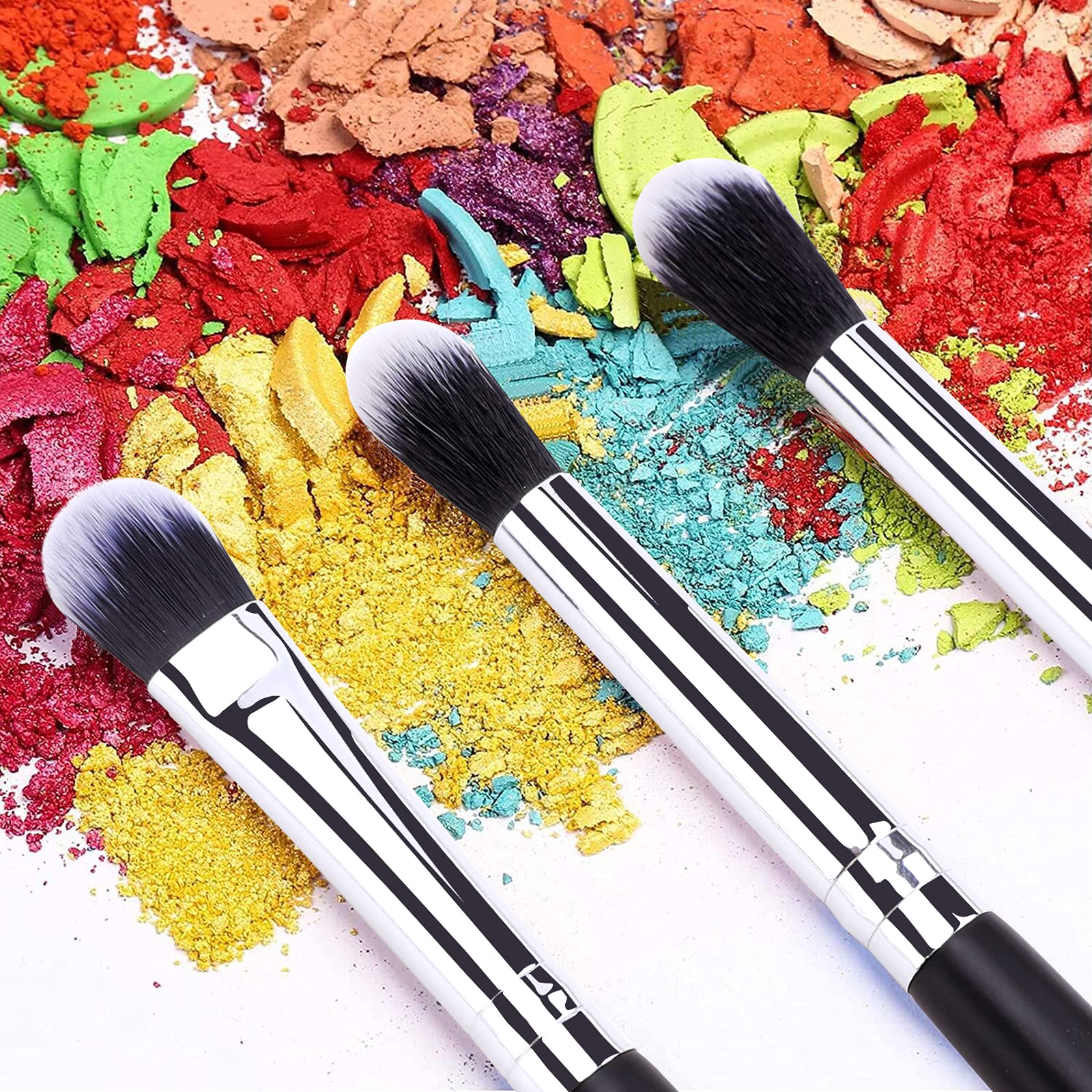 MSQ Eye Makeup Brushes Eyeshadow Makeup Brushes Set with Soft Synthetic Hairs & Real Wood Handle for Eyeshadow, Eyebrow, Eyeliner, Blending (Black, 8PCS)