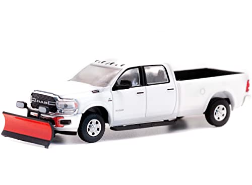 2019 Ram 2500 Tradesman Pickup Truck with Snow Plow White Blue Collar Collection Series 10 1/64 Diecast Model Car by Greenlight 35220 E