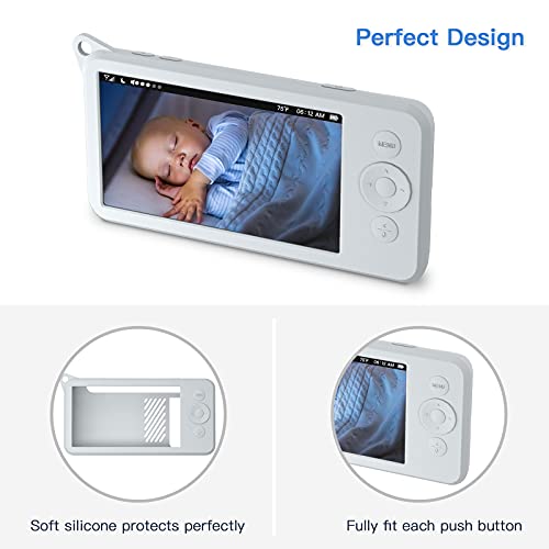 Huafly Protective Silicone Skins Compatible with Eufy SpaceView Baby Monitor/S Baby Monitor(5 inch 2900mAh LCD Display), Home Security Camera System Cover Accessories (Gray)