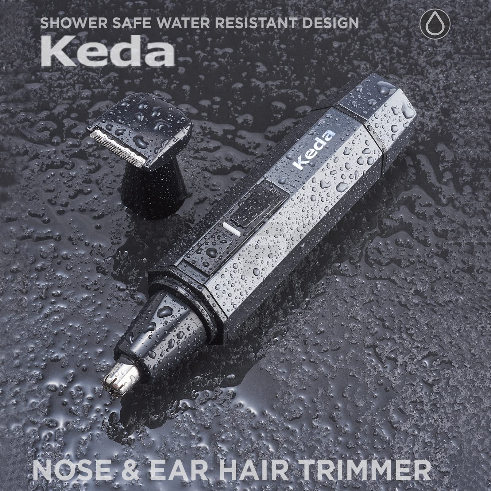 KEDA Products Water Resistant Stainless Steel Nose and Ear Hair Trimmer with LED Light