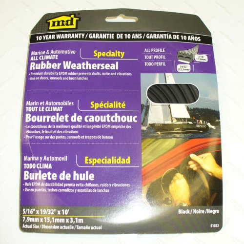 10 feet Weather Seal Strip, Marine Weather Stripping - MD Building Products 01033