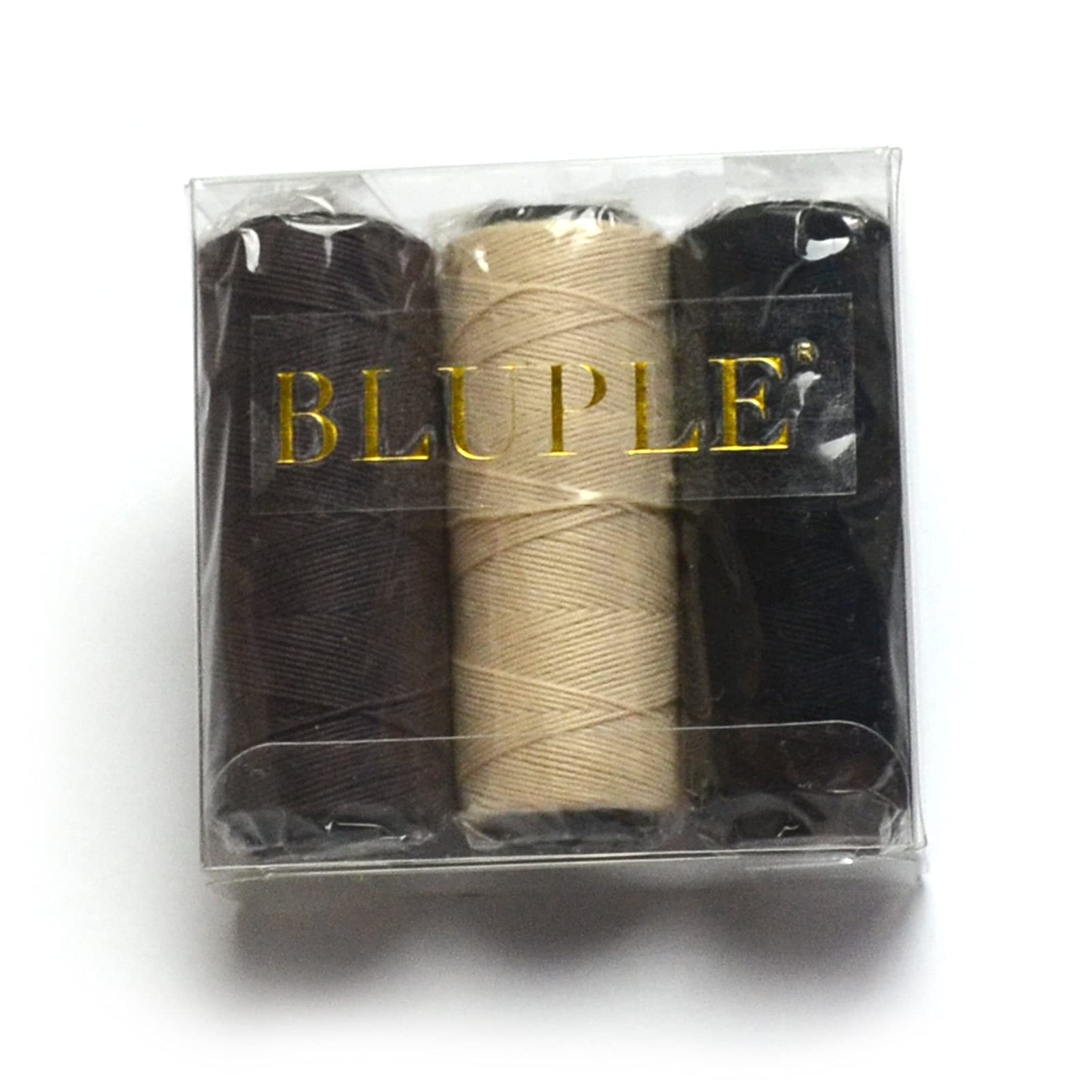 BLUPLE Professional Weaving Threads 3 Rolls for Making Wig Hand Sewing Hair Weft Hair Weave Extension DIY (Black,Beige,Brown)