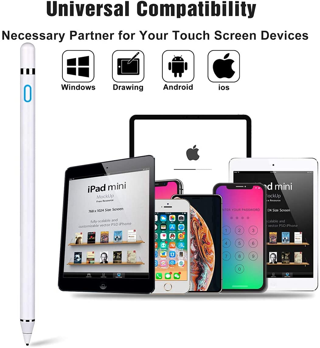 SLAUNT Stylus Pen for iOS Android Touch Screens Pencil Compatible with iPad/iPad Pro/Air/Mini/iPhone/Cellphone/Kindle/Apple Tablet Drawing Pencil (White)