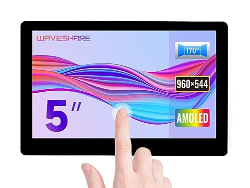 waveshare 5inch Capacitive Touch AMOLED Display Compatible with Raspberry Pi 5/4B/3B+/3A+/2B/B+/A+/Zero/Zero W/WH/Zero 2W CM3+/4 960×544 Resolution HDMI Optical Bonding Supports Jetson Nano/Windows