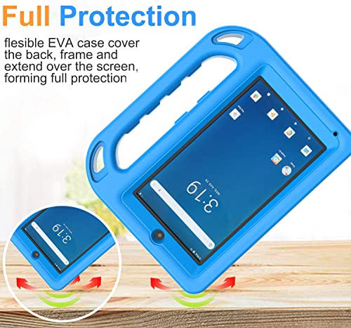 BMOUO Kids Case for Onn 7 inch Tablet 2020/2019 (Model: 100005206/100015685), with Built-in Screen Protector, Shockproof Light Weight Handle Stand Case for Surf Onn 7" Android Tablet, Blue