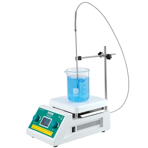 VEVOR Magnetic Stirrer Hot Plate, 500W Heating Power 2000ml Lab Stirrer 572°F/300°C 200-2000 RPM Digital Magnetic Stirrer with 7" Ceramic Coated Heating Plate Magnetic Mixing