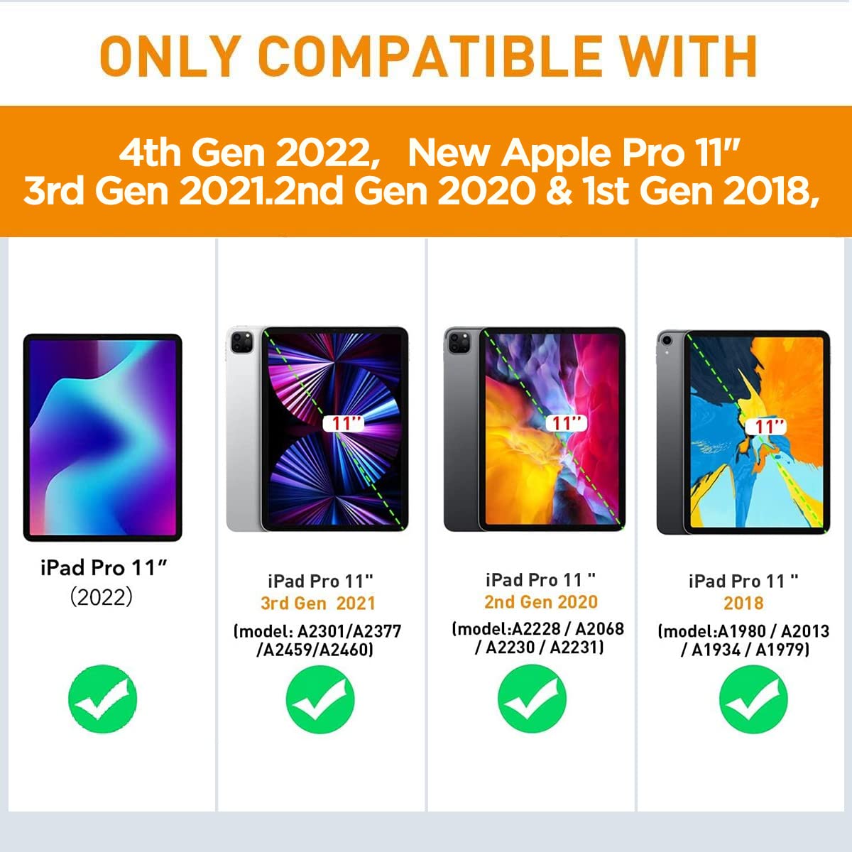 AICase for iPad Pro 11 Inch 4th/3rd/2nd/1st Generation 2022/2021/2020/2018,Heavy Duty Shockproof Triple Layer Defense for New Apple Pro 11" 4th 2022/3rd Gen 2021,2nd Gen 2020&1st Gen 2018(Black)