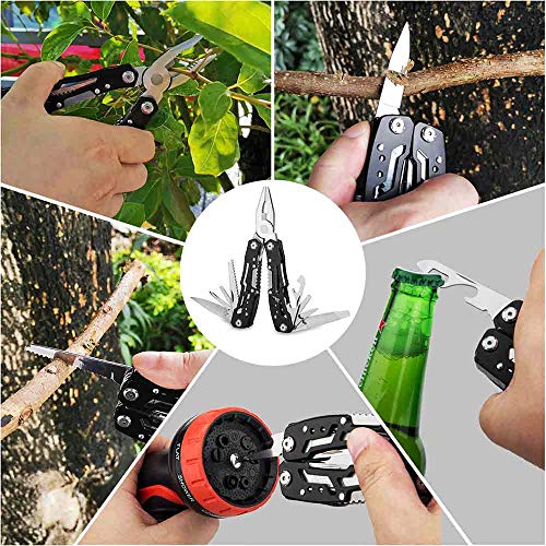 14-In-1 Multitool with Safety Locking, Professional Stainless Steel Multitool Pliers Pocket Knife, Bottle Opener, Screwdriver with Nylon Sheath ,Apply to Survival,Camping, Hunting and Hiking