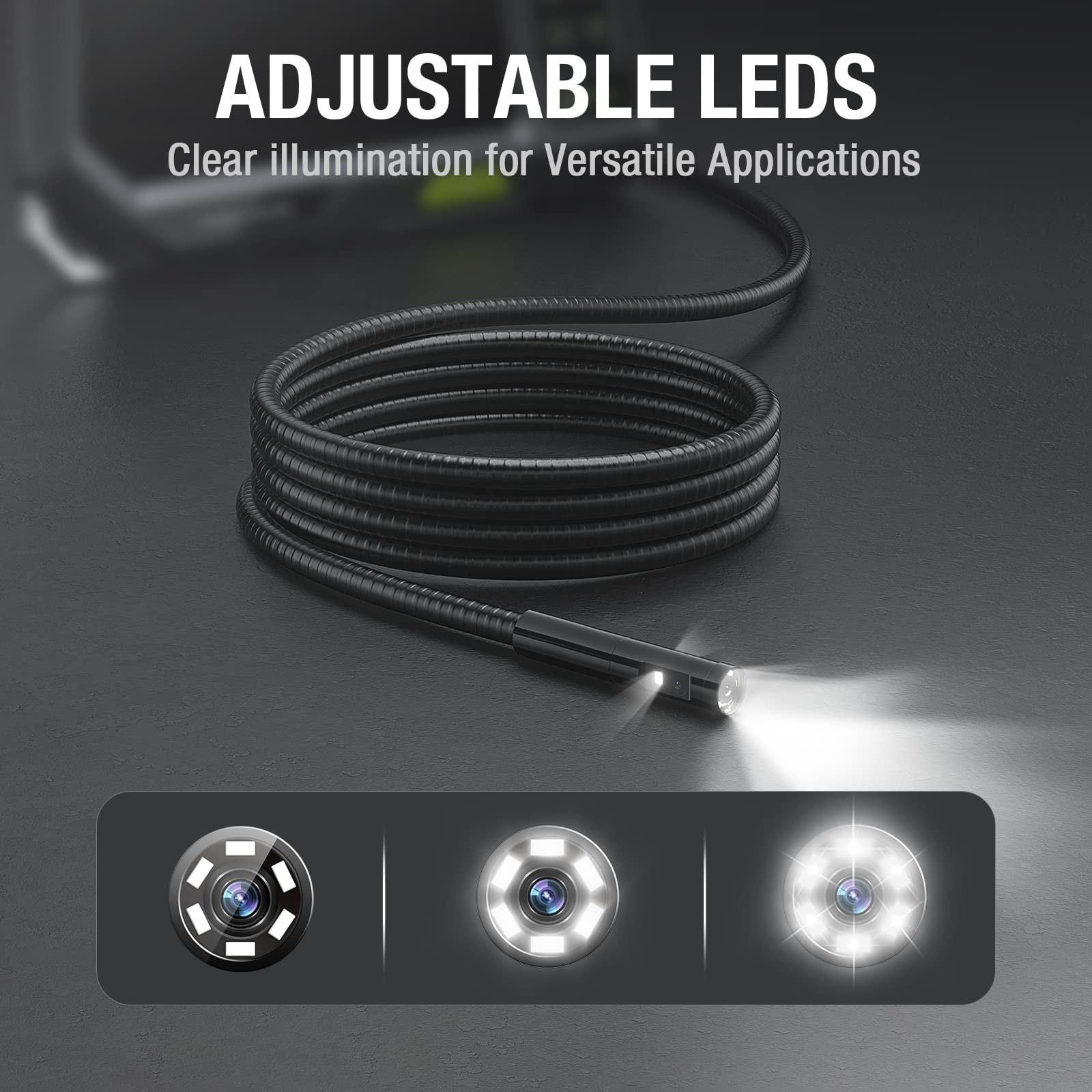 Triple Lens Endoscope with Light, Teslong NTS500 Pro Borescope Inspection Camera with 5inch 720P HD Monitor, Industrial Mechanic Camera Scope, Fiber Optic Snake in Wall Camera(16.5FT)