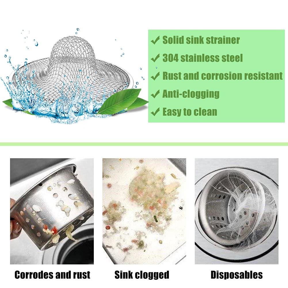 10pcs Mesh Sink Strainer, 2.75" Top/1" Stainless Steel Slop Basket Filter Trap, Metal Kitchen Drain Strainer, Hair Basket Drain - Fits Most Kitchen Sinks, Bathroom Sinks,Shower Drains,Floor Drain