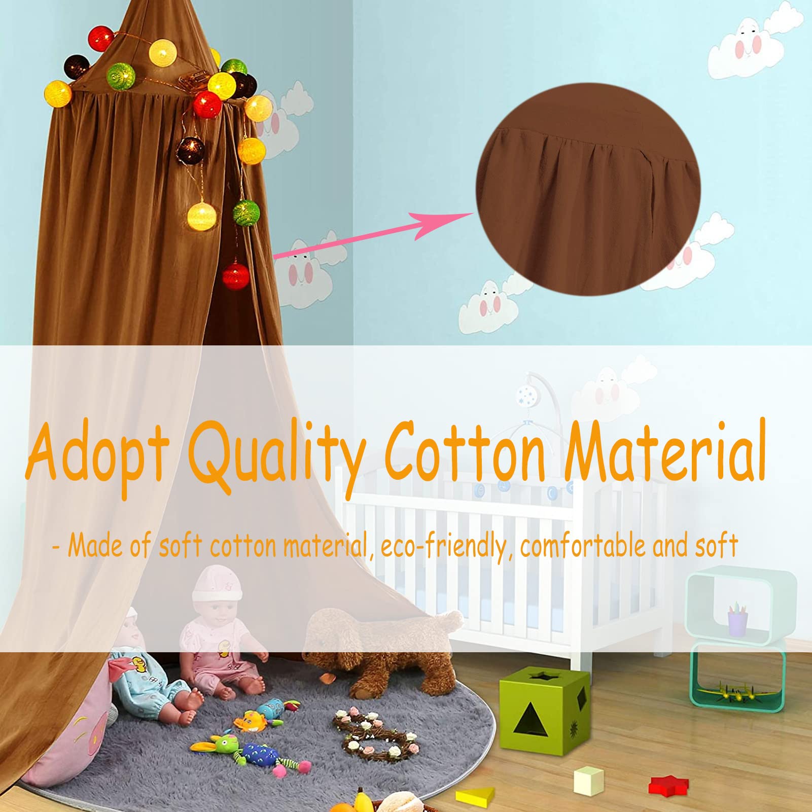 Kid Bed Canopy Baby Bedding Round Dome Bed Canopy Room Decoration, Bed Curtains Kids Play Tent Hanging Tent Net, Bedroom Canopy for Baby Kids Reading Playing Sleeping