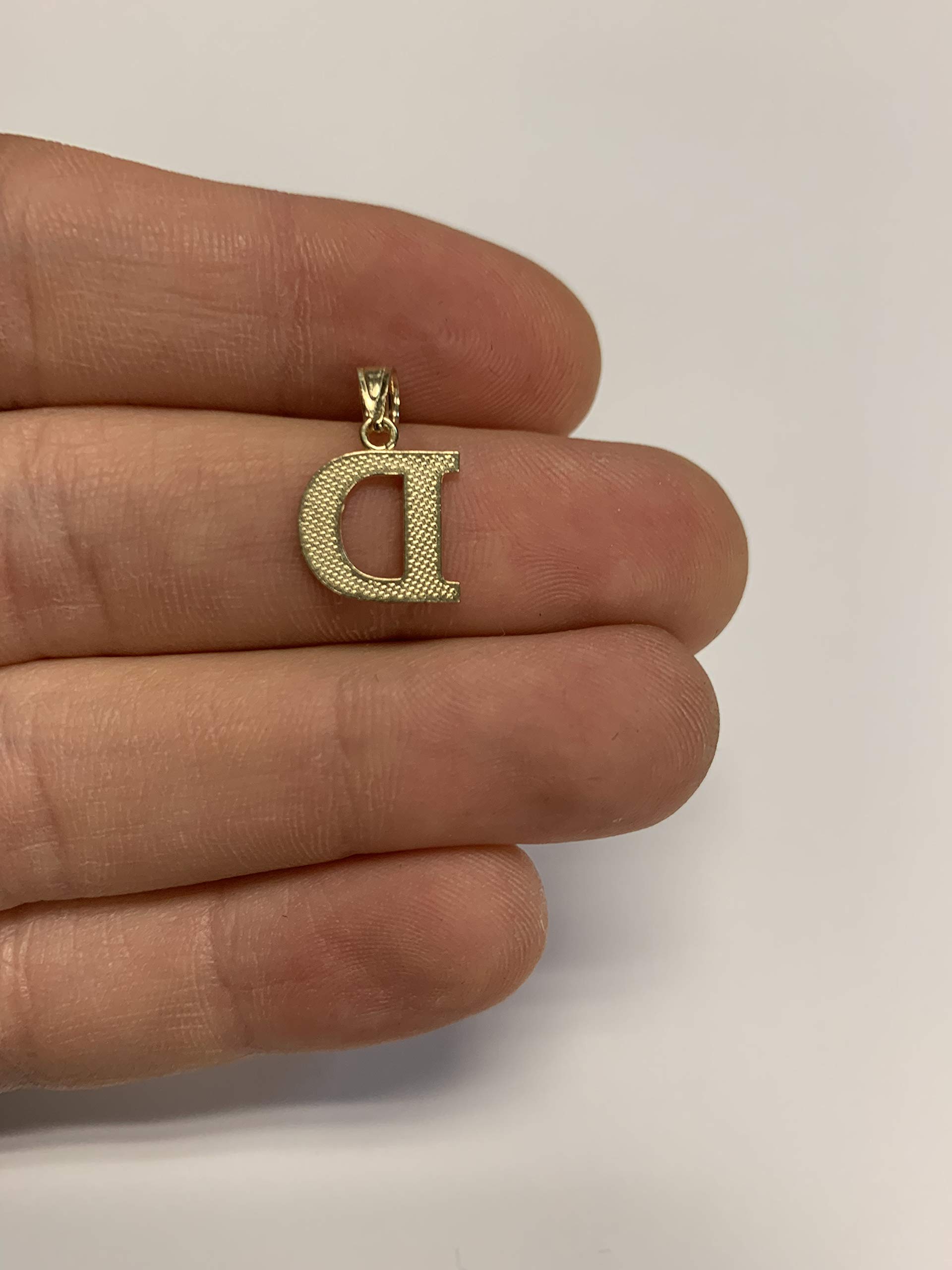 10k Real Solid Gold Two Tone Initial Pendant with Diamond Cut Finish, Available in Different Letters Personalized Letter Jewelry Gifts for Her (D)