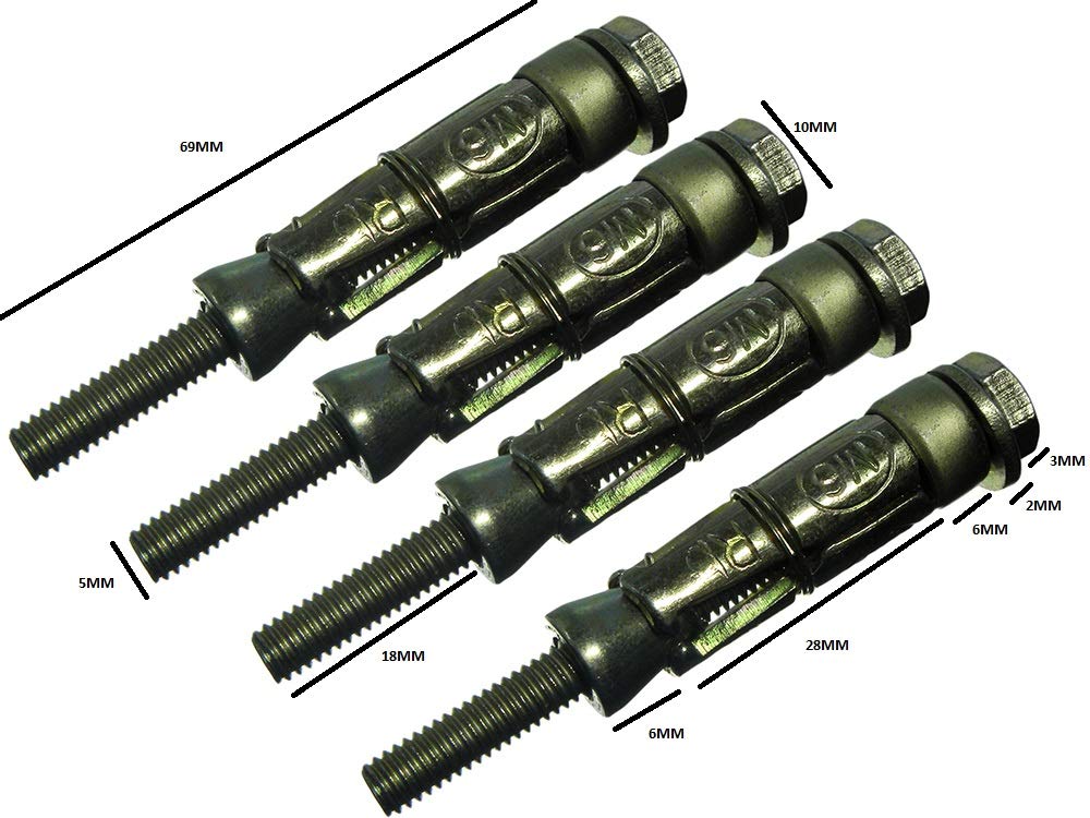 10 x Anchor Loose Sleeve M6 Bolts 65MM Length 12MM Shield 8.8 Steel YZP
