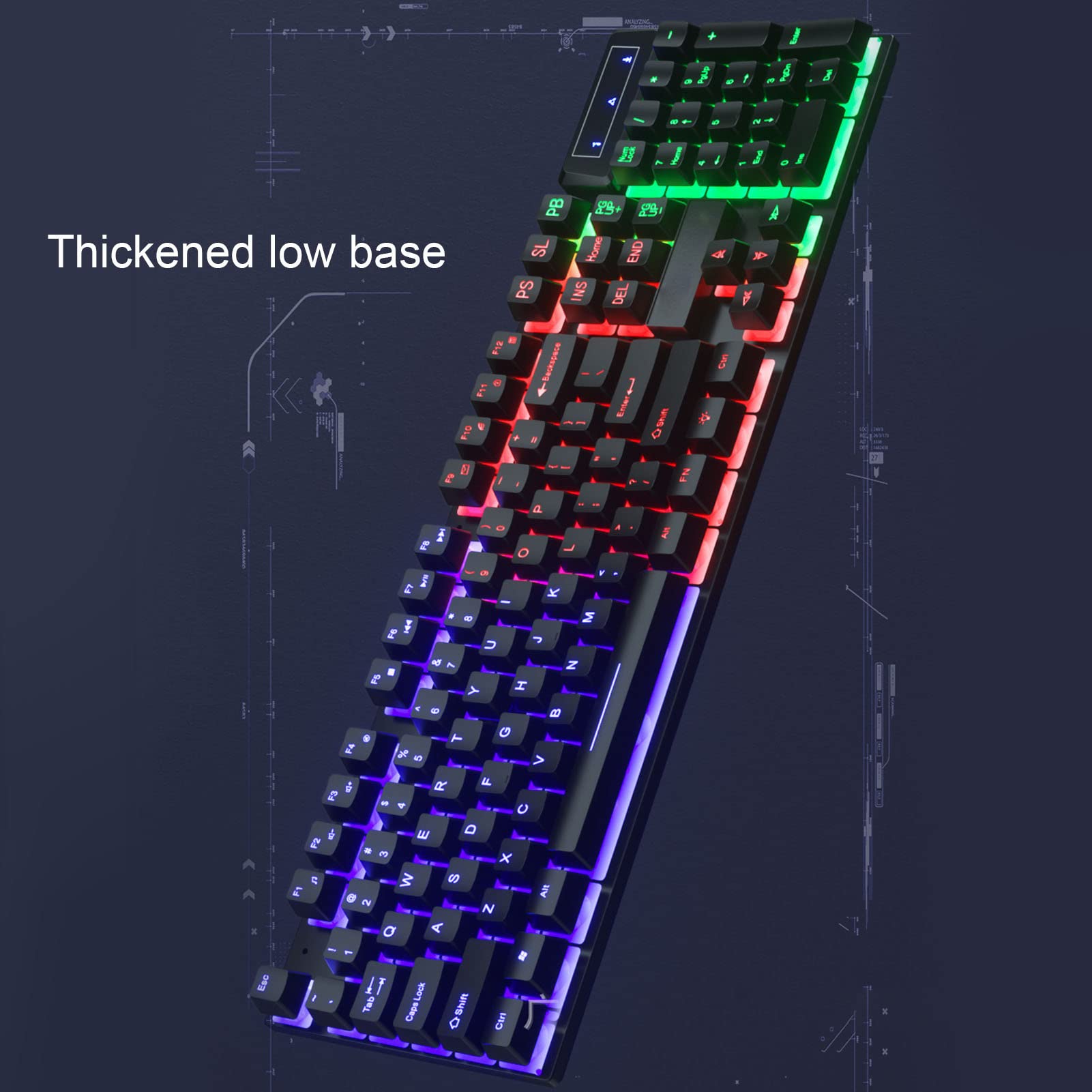 104 Keys Wired Gaming Keyboard, RGB Backlight USB Laptop Mechanical Keyboard for Home, Office, Ergonomic Wired PC Mechanical Keyboard for Work, Gaming(H600 Black)