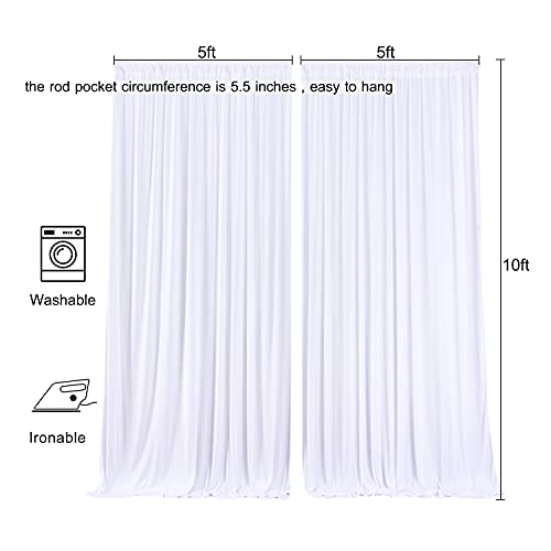 10ft x 10ft White Backdrop Curtains Panels for Party Wrinkle Free Fabric Backdrop Drapes Decorations Cloth for Wedding Baby Shower Photography Engagement Bridal Shower Gender Reveal Background Curtain