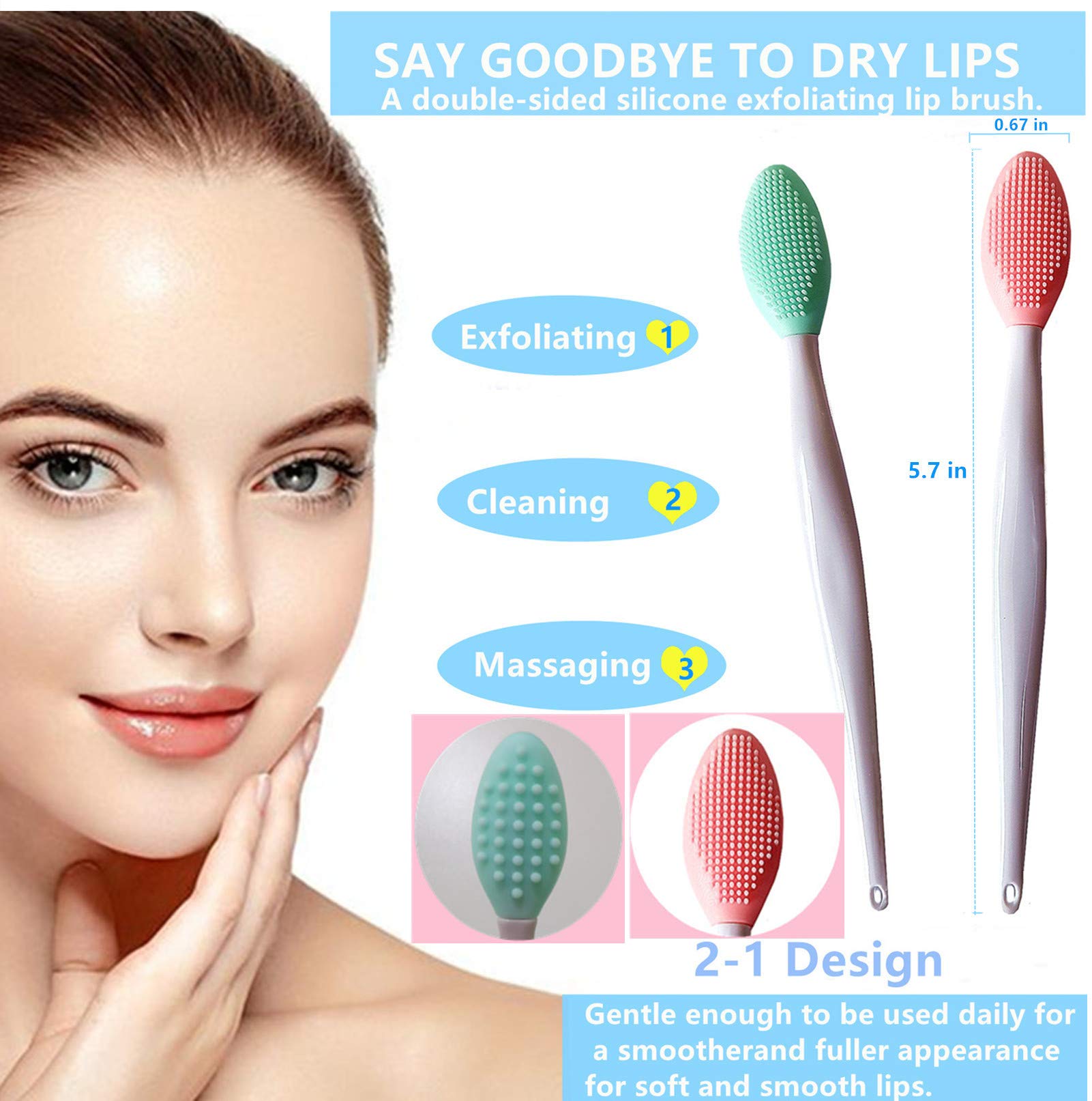 3 PCS Lip Scrub Brush Face Lip Scrubber Tool Face Lip Exfoliator Brush Silicone Lip Brush Exfoliating Lip Brush Lip Scrub Tool for Lips and Face