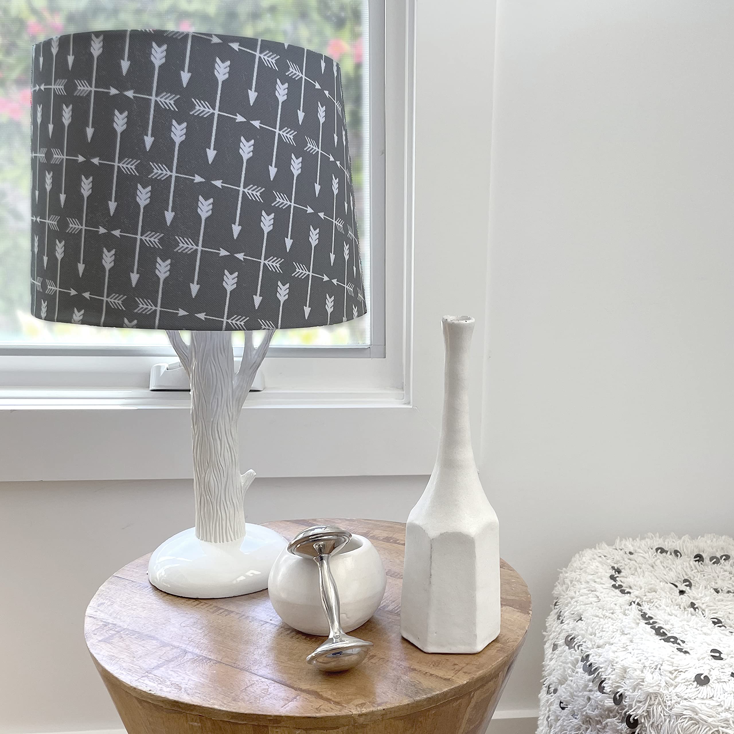 Levtex Baby - Trail Mix Table Lamp and Shade - White Tree with Grey Shade Lamp - Nursery Accessories - Measurements: 16 in. high and 8 in. Diameter