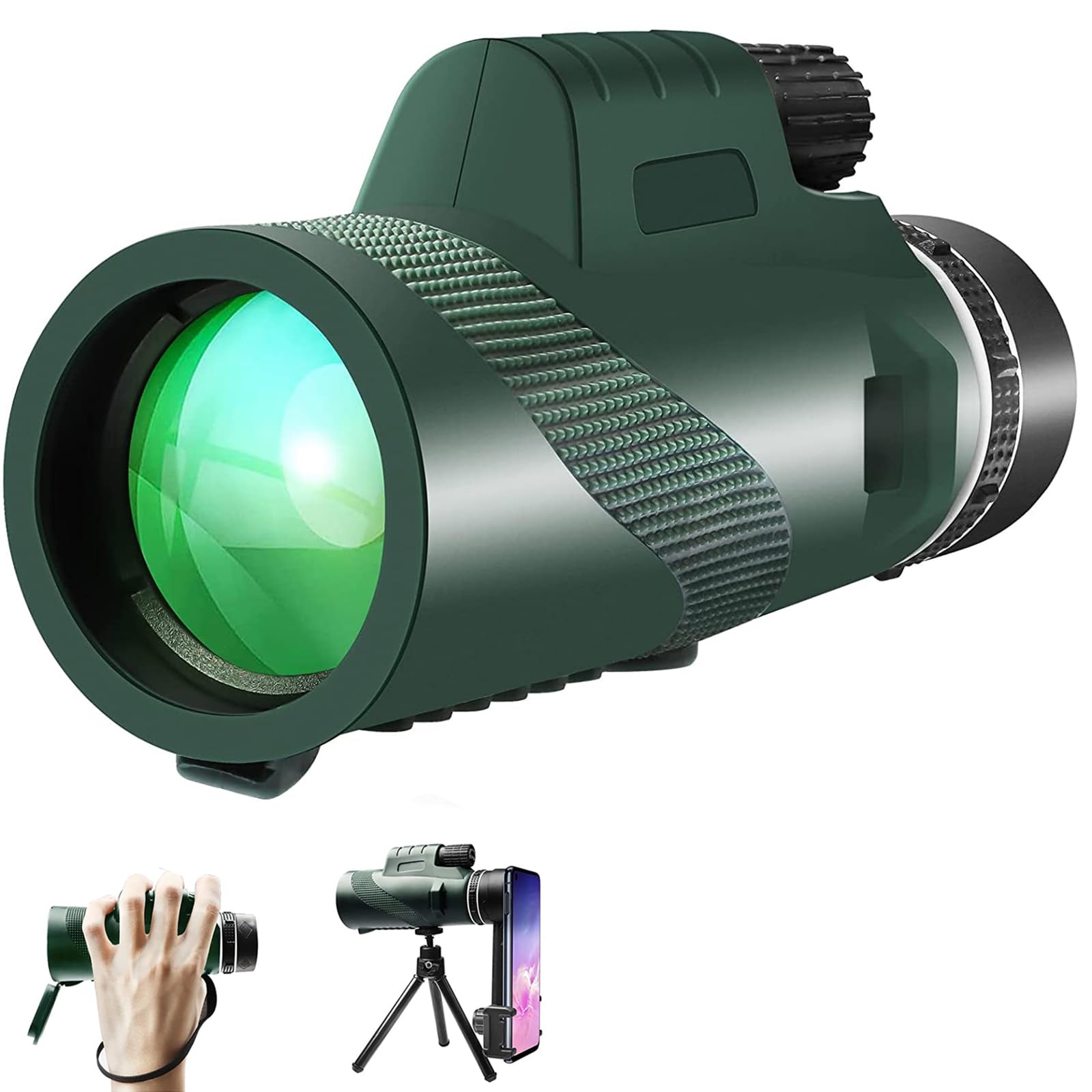 10x40 Monocular Telescope with BAK4 Prisms & FMC Lens, Zoom Monocular with Smart Phone Adapter Tripod, Waterproof Compact High Definition Monoculars for Bird Watching Traveling Hiking