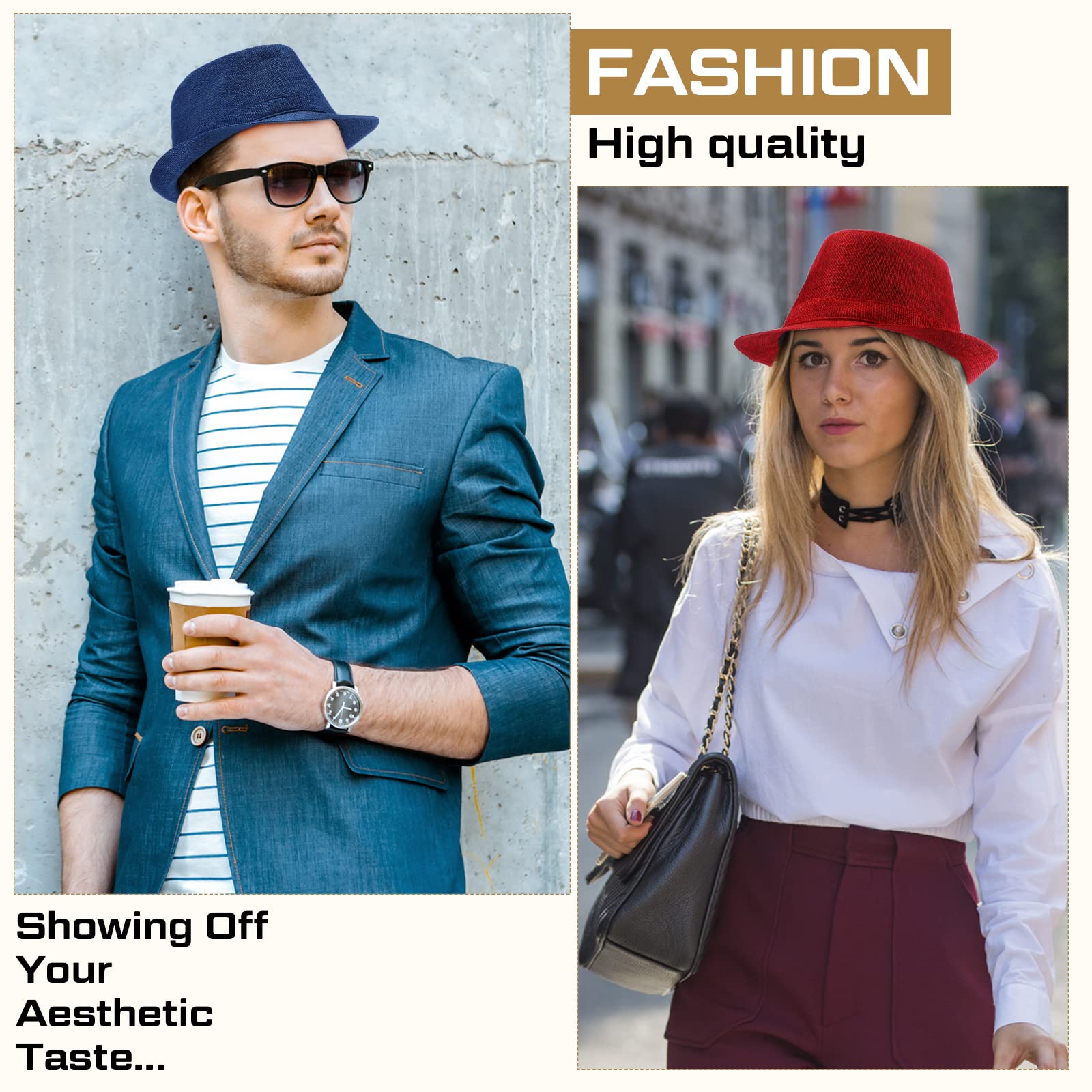11 Pcs Hat Colorful Panama Hat Men Summer Hats for Women Men Short Brim Hat Panama Cap Summer Hats for Women
