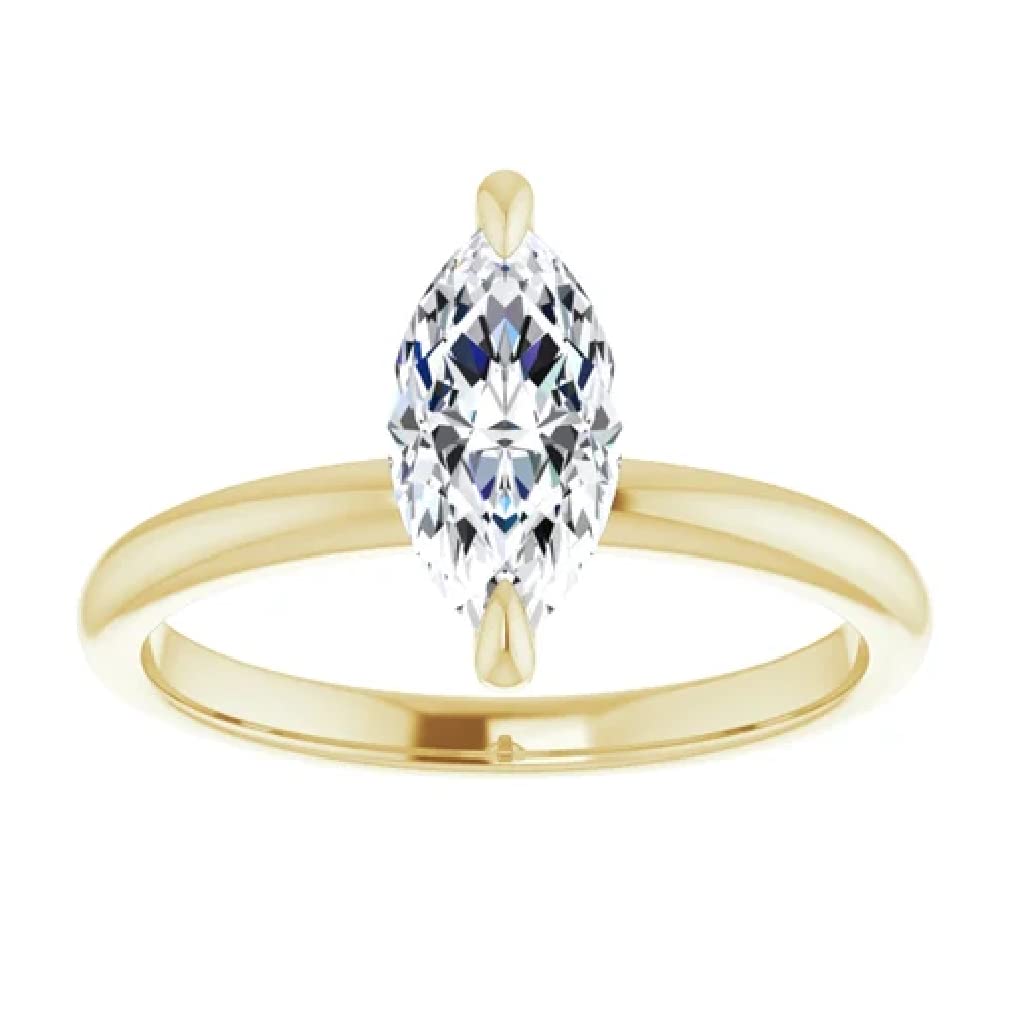 10K/14K/18K Solid Yellow Gold Handmade Engagement Ring Set, 1 Carats Marquise Cut Moissanite Diamond Wedding Ring Set, Yellow,White,Silver