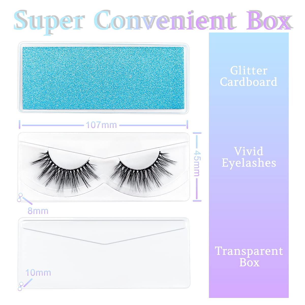 Wholesale Lashes, 3D Faux Mink Eyelash Bulk, 18mm Handmade Reusable Eye Lash, 5 Styles Dramatic Fluffy False Lash with Glitter Portable Packing (5 styles-10 pairs)