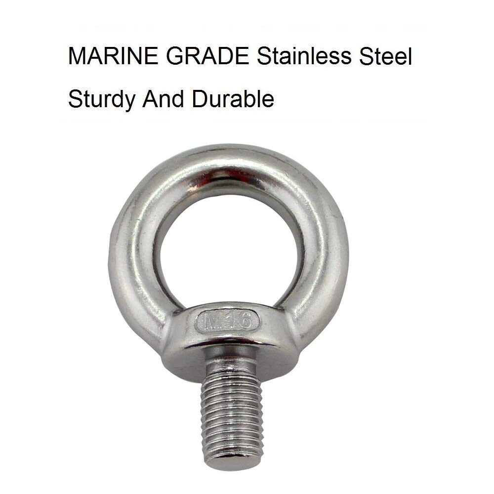 BOL-69071 2PCS Stainless Steel 304 JIS 1168 Thread Eye Bolt Rigging Hardware M5 M6 M8 M10 M12 Heavy Duty Hardened Steel Eye Bolt-(Dims: M8/ Type: Stainless Steel 304)