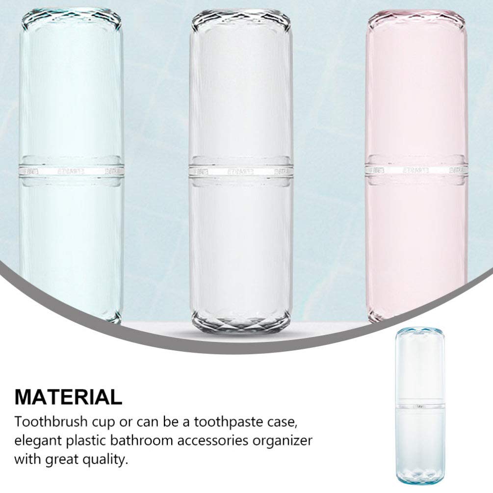 DOITOOL Travel Toothbrush Case Clear Plastic Toothbrush Toothpaste Holder Container Portable Toothbrush Cup Organizer Travel Washing Cup for Camping Travel Business Blue