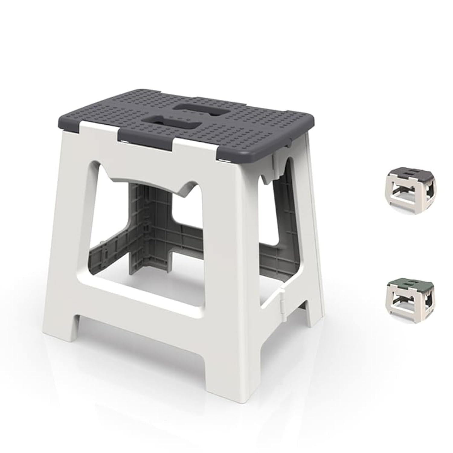 13" Folding Step Stool for Kids, Folding Stools with Portable Handle - Holds Up to 300 lbs - Plastic Foldable Kids Step Stool for Home Office Bathroom Outdoor (Gray)