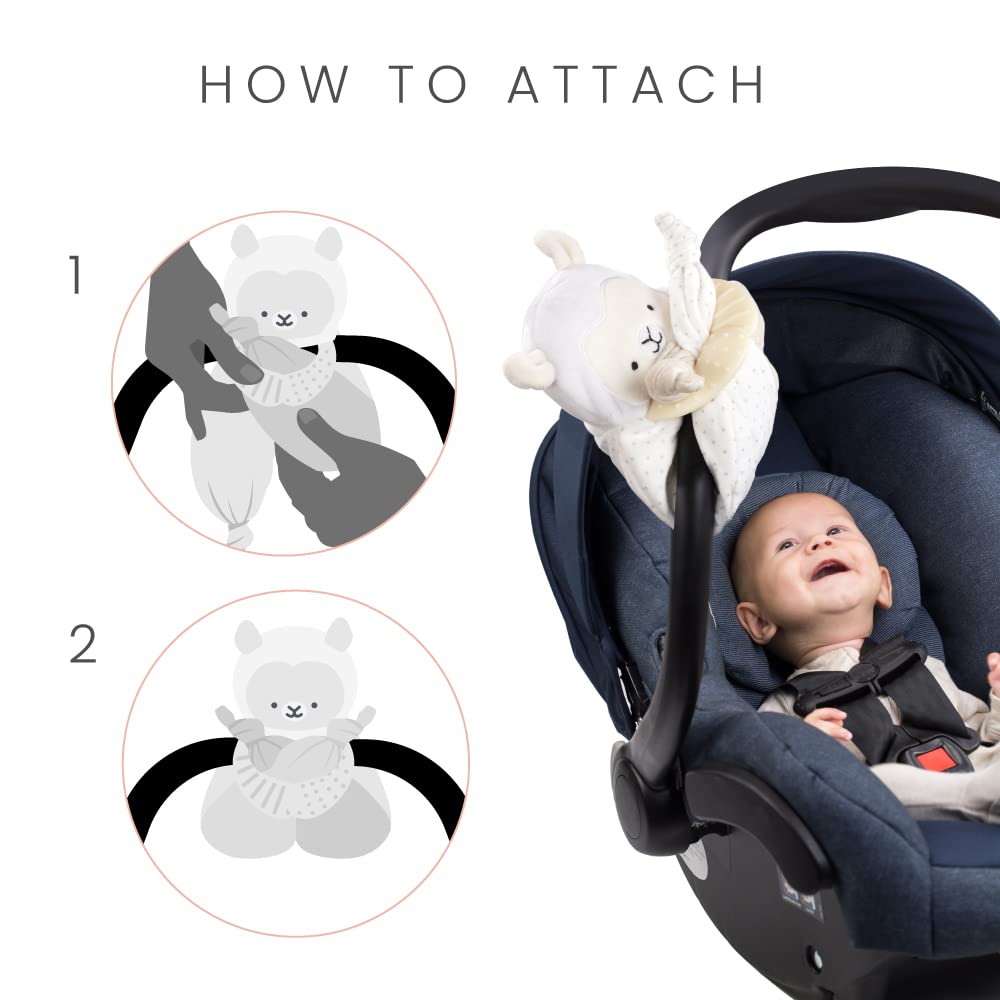 Lulyboo Lovey Baby Sleep Soother, Plush Security Blanket Teether with Music, White Noise and Vibration Machine, Attaches to Cribs, Llama