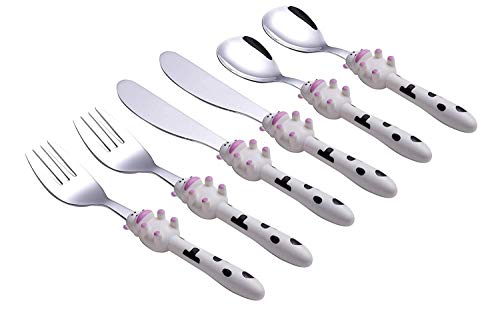 ANNOVA Kids Silverware Set 6 Pieces - Childrens Flatware Stainless Steel (6, Cow)