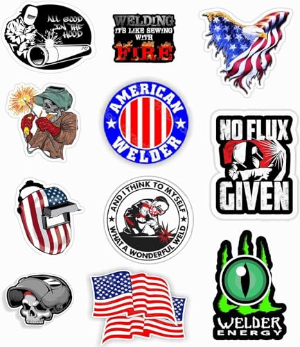 11 pcs Welder Stickers Set Welding Decals, 2 inches. Welding Helmet Welder Decal. Oilfield Trash Hard Hat Sticker