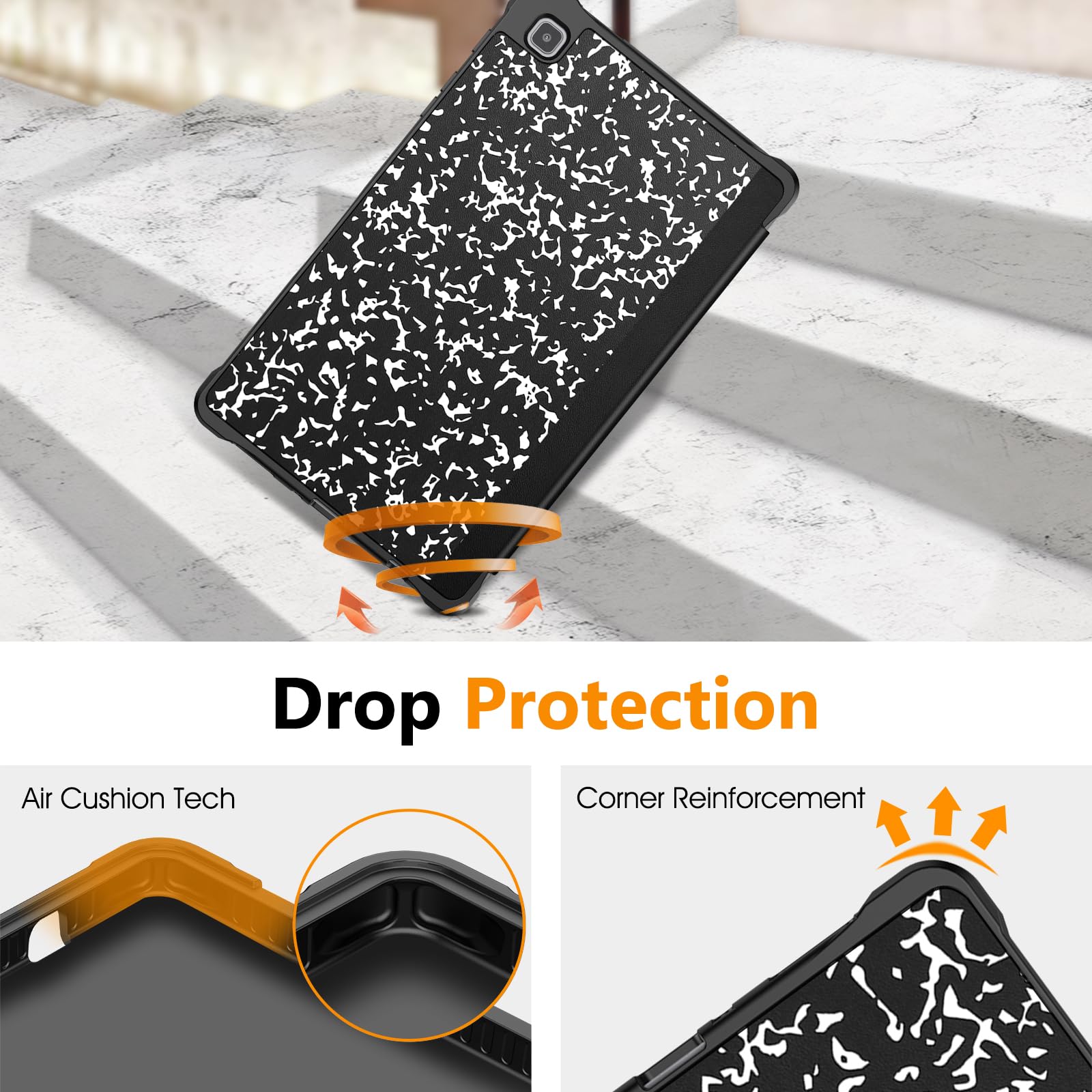 Fintie Slim Case for Samsung Galaxy Tab A7 Lite 8.7 Inch 2021 Model (SM-T220/T225/T227), Shockproof Kids Friendly Soft TPU Smart Stand Back Cover, Composition Book
