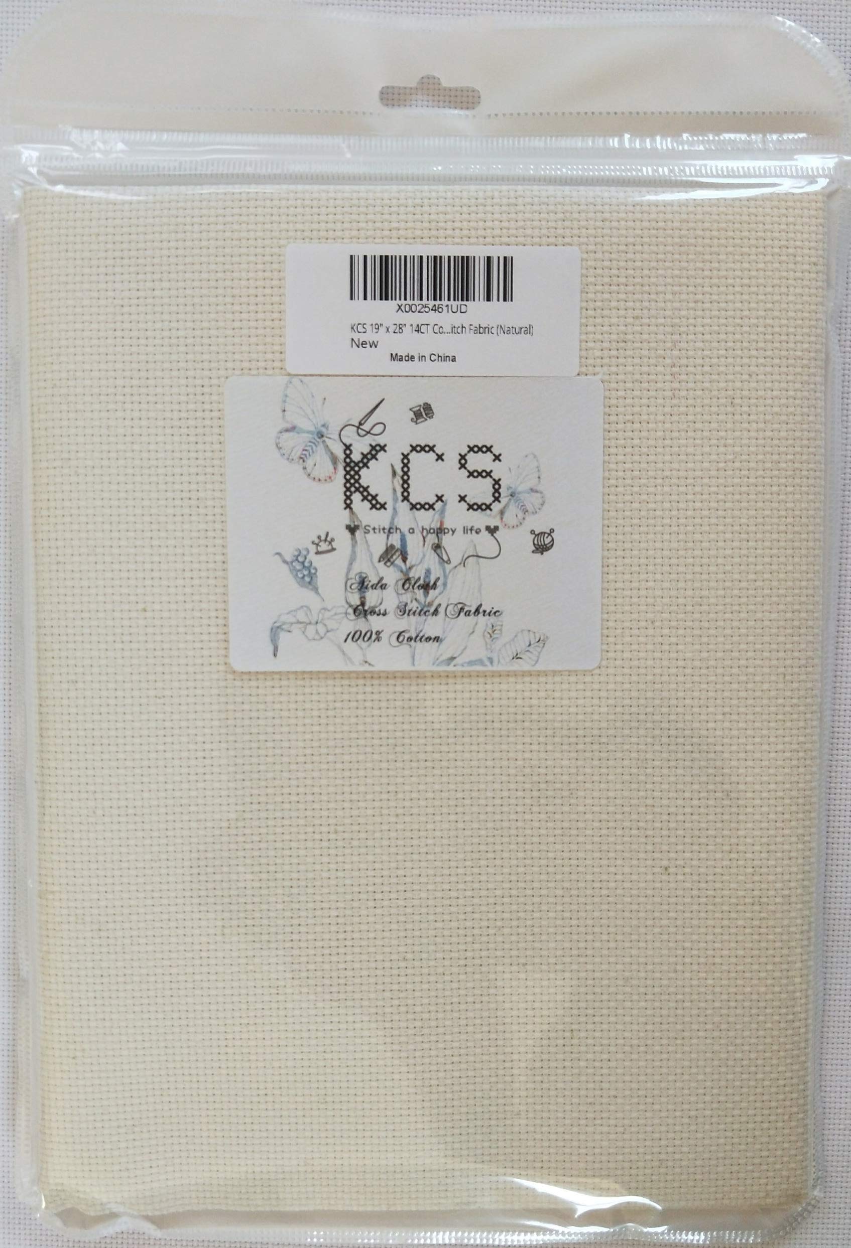 19" x 28" 14CT Counted Cotton Aida Cloth Cross Stitch Fabric (Natural)