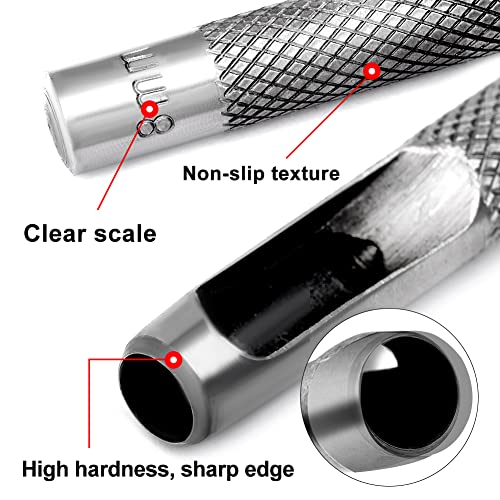 15 Pcs Leather Hole Punch,Hole Punch Set for Leather Craft,Round Steel Leather Craft Hollow Hole Punch,Hole Punch Tools for Watch Bands,Leather,Belts,Canvas,Paper (1mm to 11mm)