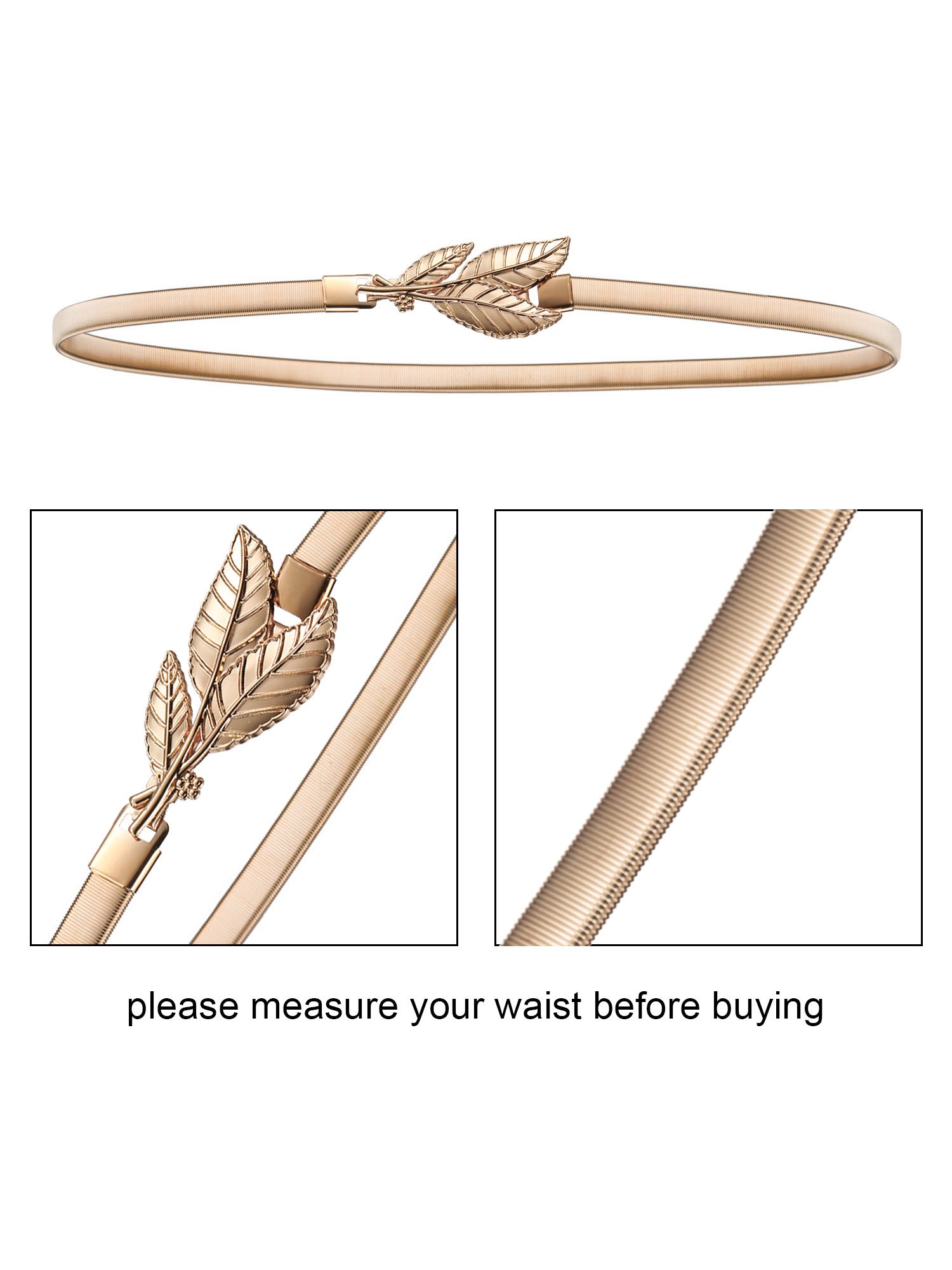 4 Pieces Women Elastic Waist Belt Stretch Metal Dress Belt for Women, Silver and Gold