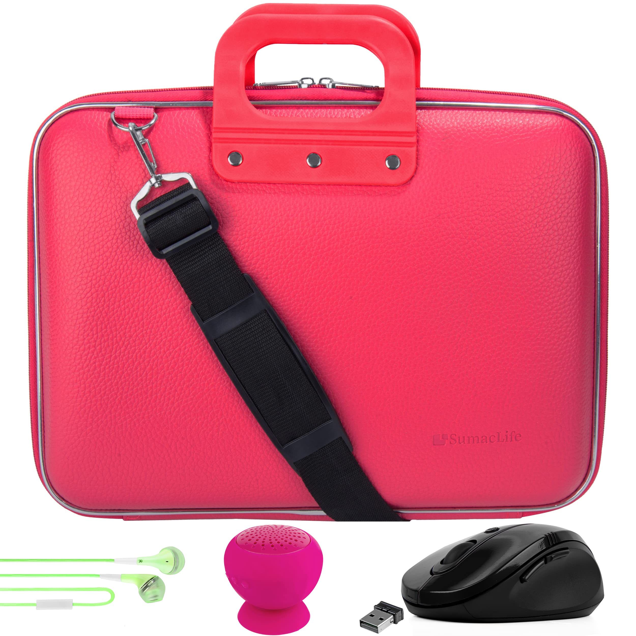 12 inch Pink Laptop Carrying Case Bag with Accessories for Asus Laptop L210, Chromebook CX22NA CX1 C202 C223 C214