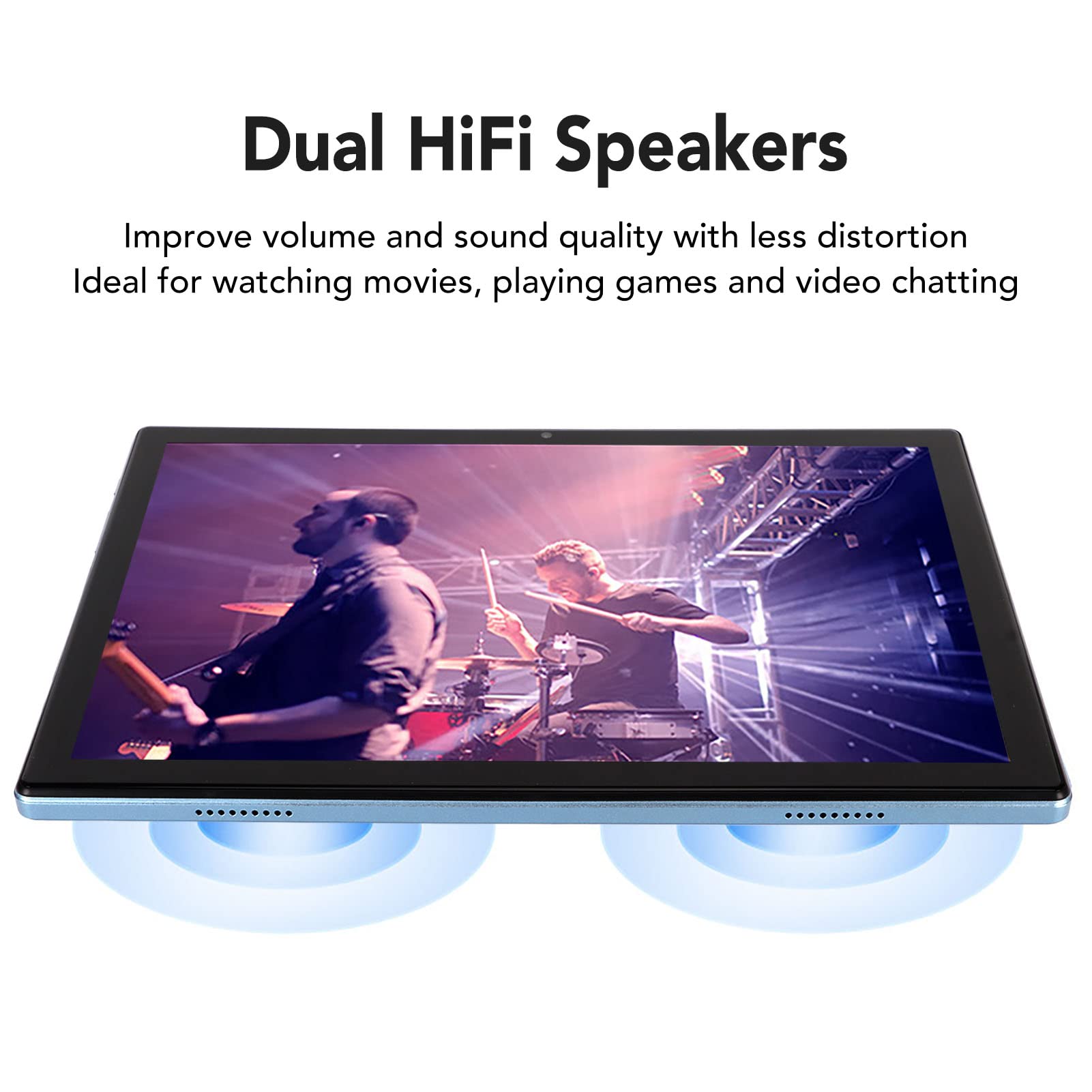 10.1 Inch Tablet, Octa Core CPU 4G Calling 5G WiFi Tablet with Keyboard, 8GB RAM 256GB ROM 2 in 1 Tablet for Android 12 for Office, Business, Gaming 100β240V Blue (US Plug)