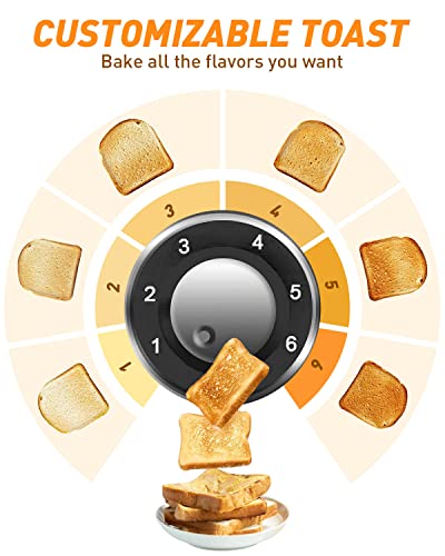 2 Slice Toaster - Stainless Steel Wide Slot Toasters 6 Shade Settings Defrost/Bagel/Cancel with Drop-Down Crumb Tray, Compact Countertop Toaster for Artisan Bread, Muffin, Croissant, Bagel, Waffles