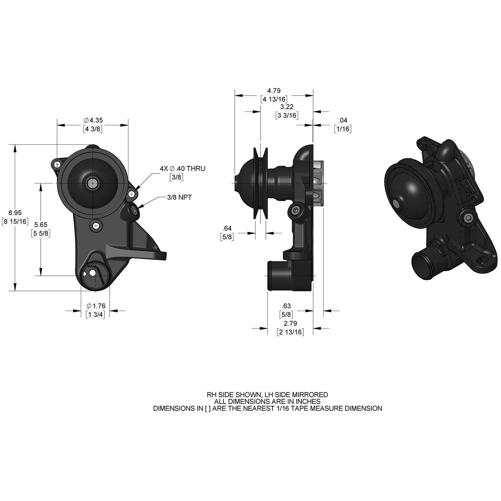 1949-53 Flathead Compatible with Ford/Mercury Water Pump w/Stainless Bolts
