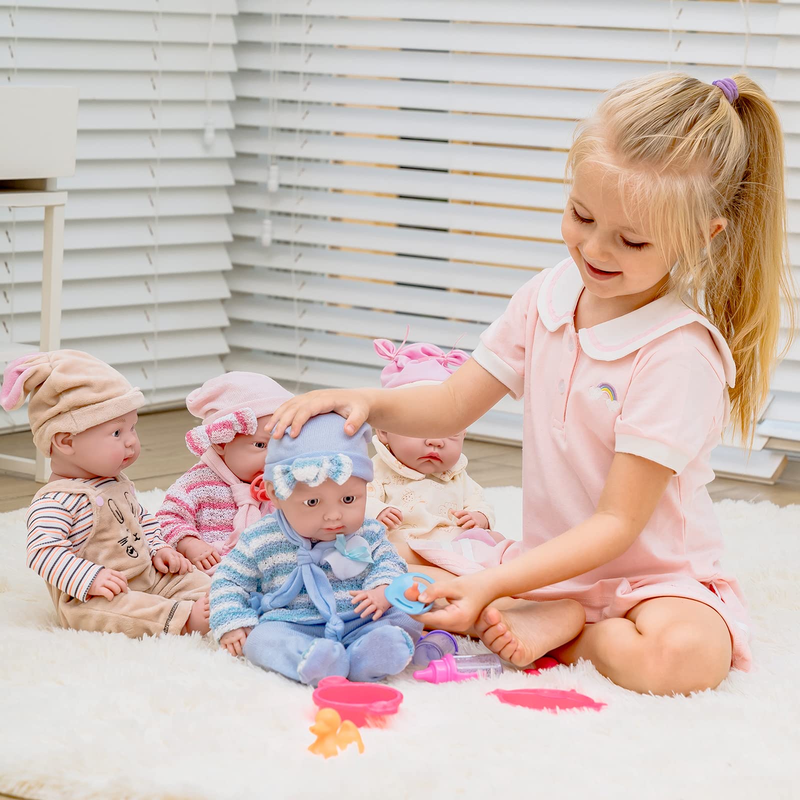 16" Washable Reborn Baby Doll - Lifelike Handmade Silicone Doll with Doll Accessories for Girls Boys Kids