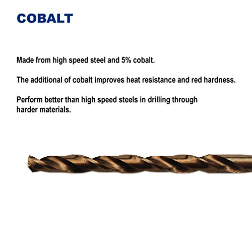 3/32-Inch Cobalt Steel M35 Jobber Length Twist Drill Bits for Hard Metal, Stainless Steel, Pack of 12