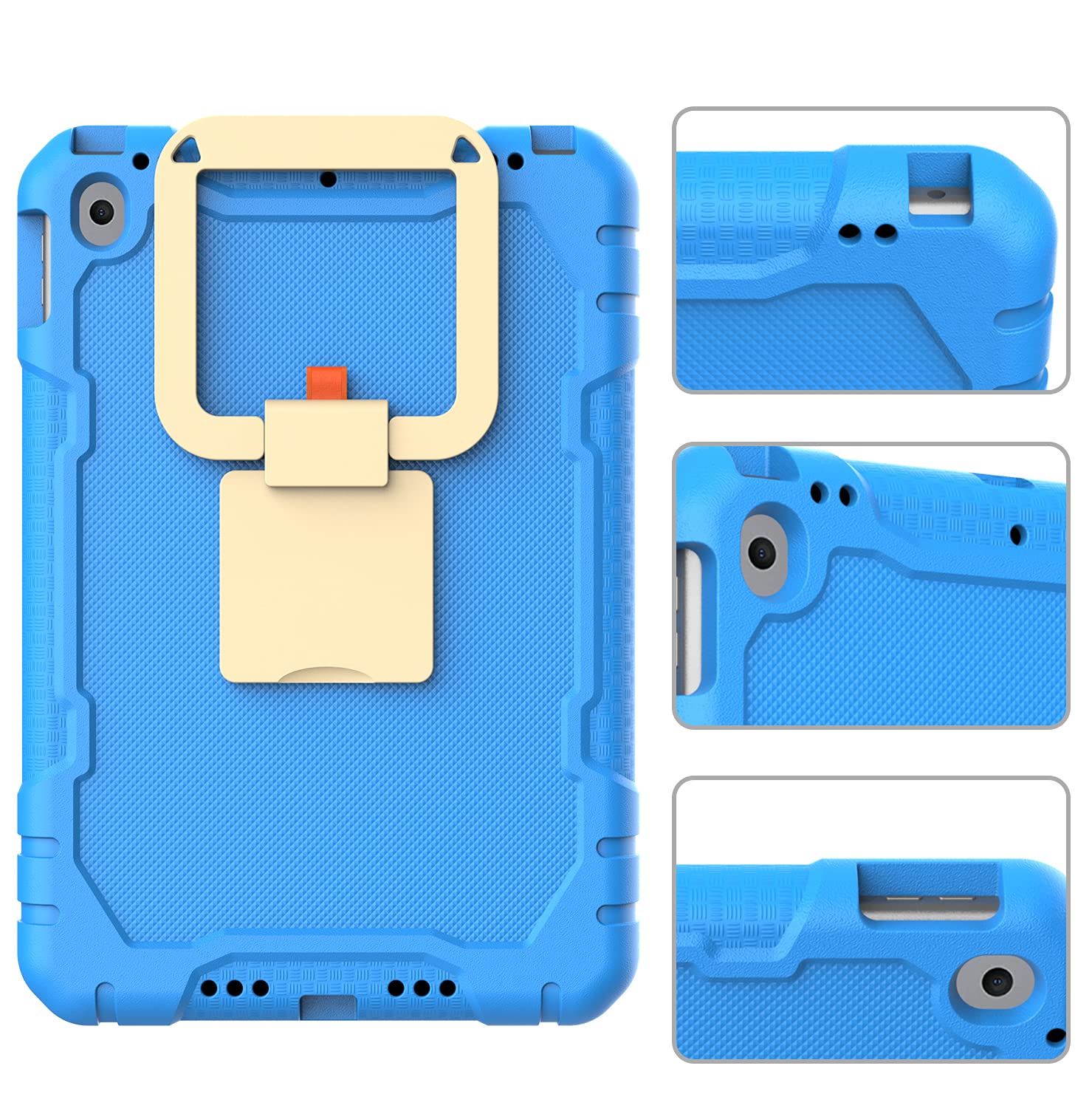 BMOUO iPad 8th/7th Generation Case for Kids,Built-in Screen Protector,Shockproof Case for New iPad 10.2” 2021/2020/2019 (8th Gen/7th Gen),Blue