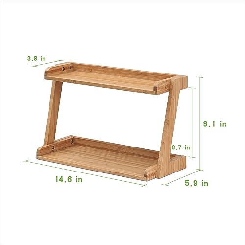 2 Tier Bathroom Organizer Countertop, Bamboo Wooden Bathroom Counter Organizer, 2 Tier Bamboo Tray, Kitchen Counter Organizer