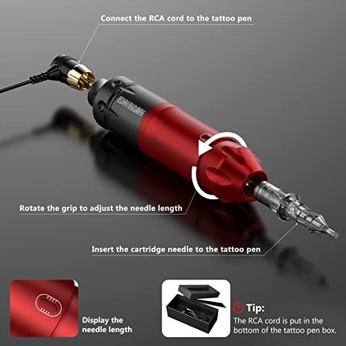 Wormhole Tattoo Kit Tattoo Gun Kit Rotary Tattoo Machine for Tattoo Beginners with Power Supply, Foot Pedal, Cartridge Needles, and Ink Caps Tattoo Pen Machine Kit Black&Red