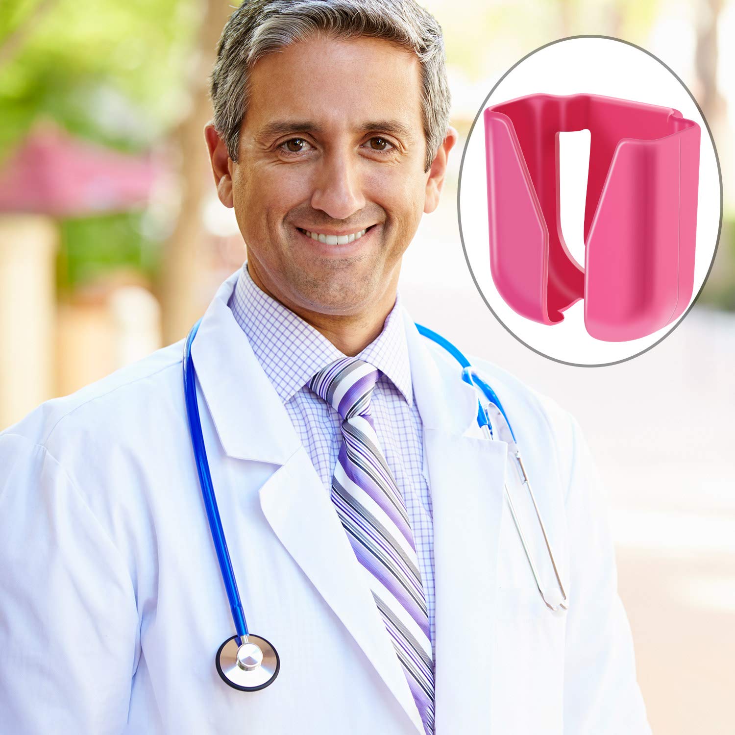 3 Pieces Stethoscope Holder Clip Plastic Nursing Waist Belt Stethoscope Holder Clip for Nurses Physicians(Cyan, Purple, Red)