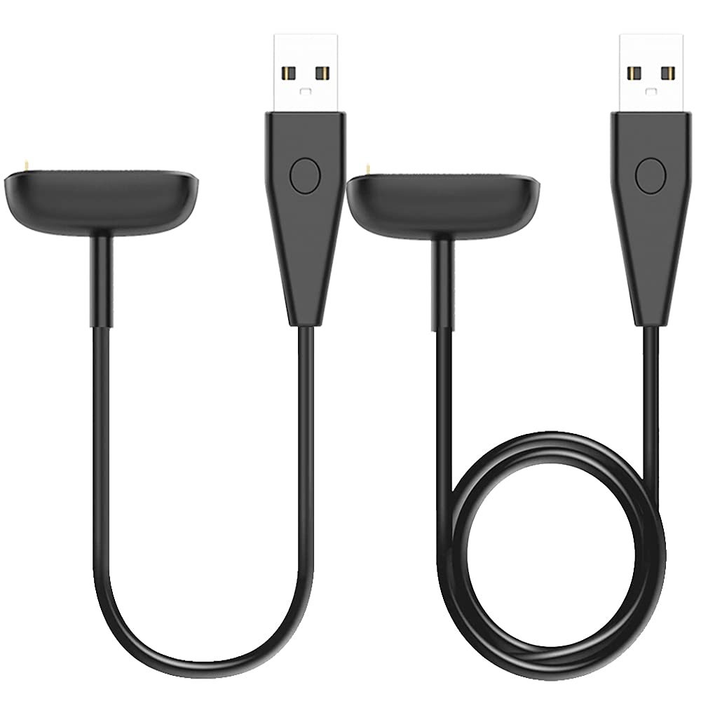 Threeeggs for Fitbit Charge 5 Charger with Reset Button, USB Charging Cable for Charge 5, Charge 6 & Fitbit Luxe (2-Pack, 3.3ft & 1.6ft)